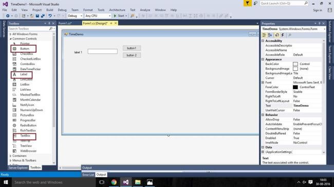TimeDemo Application Using Windows Form