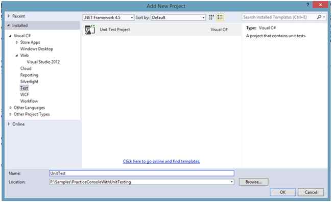 Create A Microsoft Unit Test Project