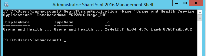 Provision "Usage And Health Service" Application In SharePoint Server 2016
