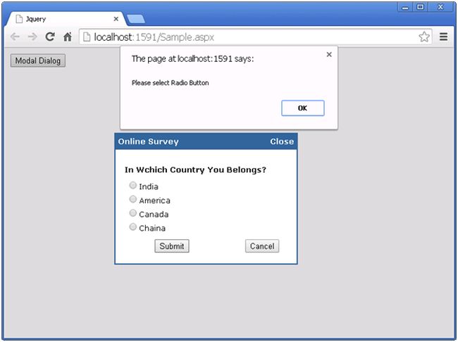 Open PopUp on Button Click Using JQUERY