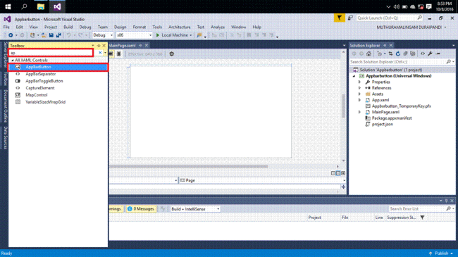 Create An AppBarButton In UWP