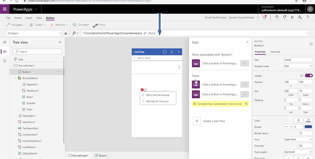 Send Email Using Msflow On Button Click From Powerapps