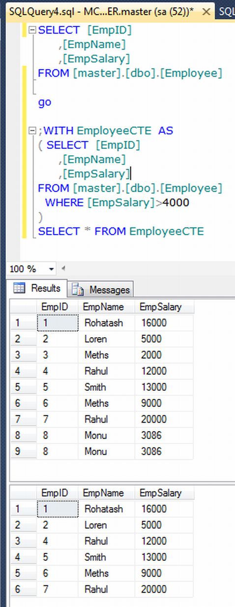 Common Table Expression In Sql Server