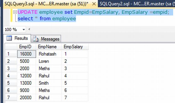 Swap Two Columns Values in SQL Server Swap Two Columns Values in SQL Server
