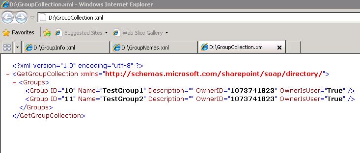 Get the user group information for the specified groups using SharePoint 2010 web service in ...