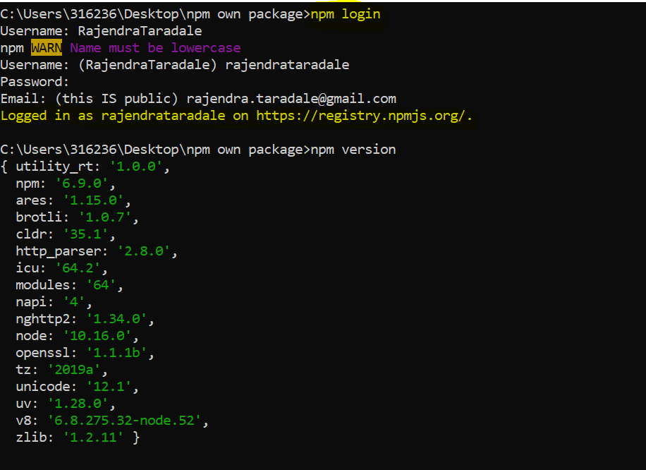 Creating a NPM package and deploying it into https://www.npmjs.com