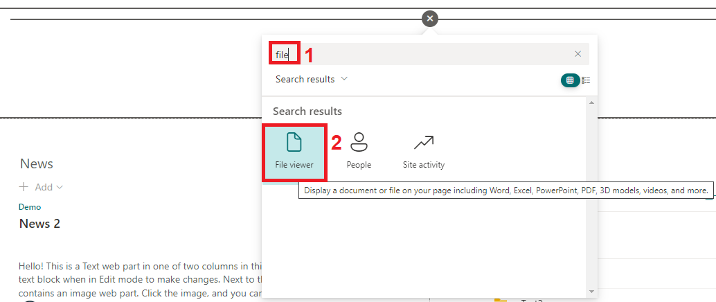 Video Embed Using File Viewer Webpart In SharePoint Online Modern Page