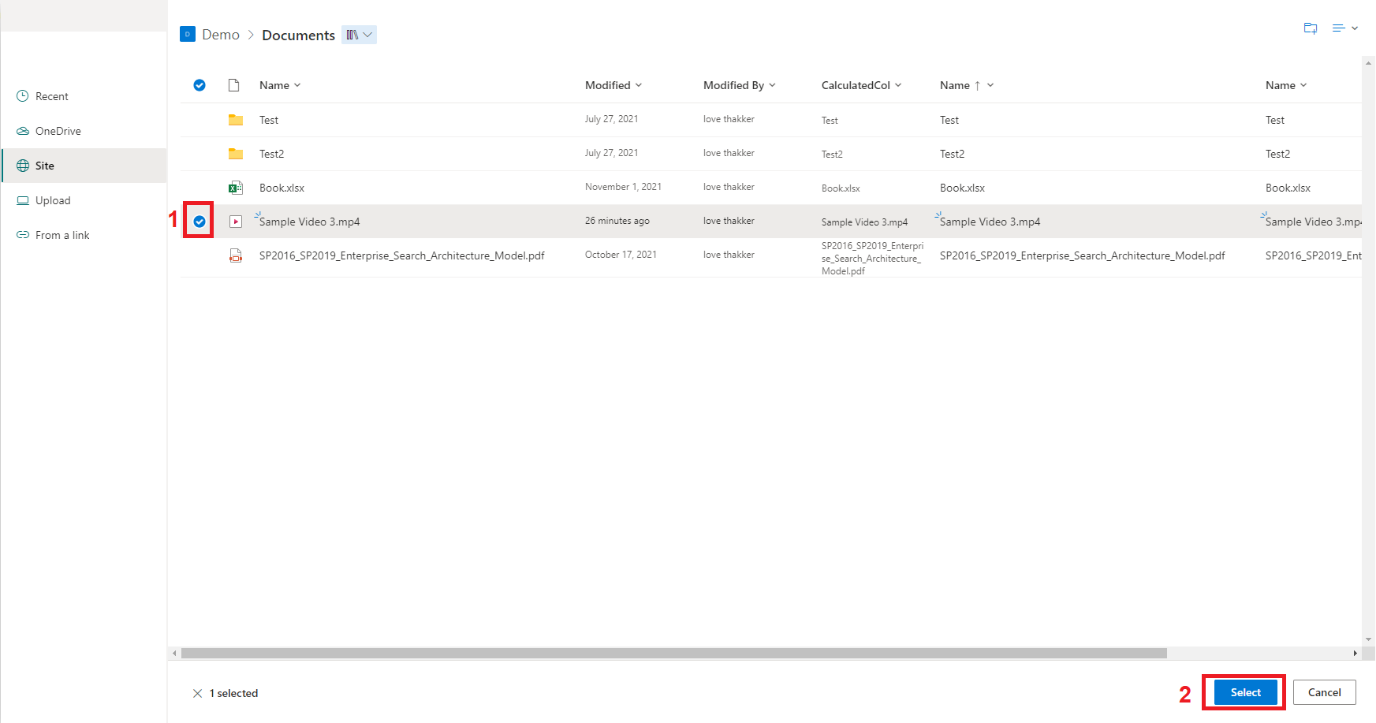 Video Embed Using File Viewer Webpart In SharePoint Online Modern Page