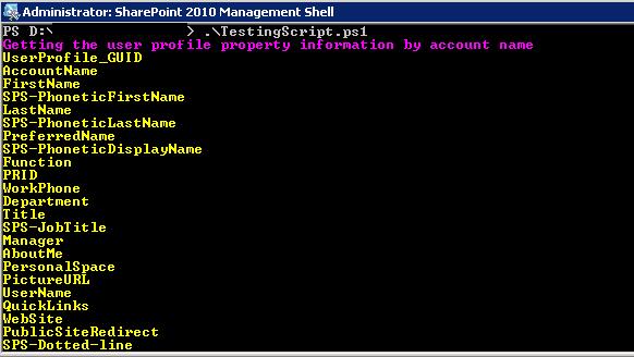 Get the user profile property information by account name using ...