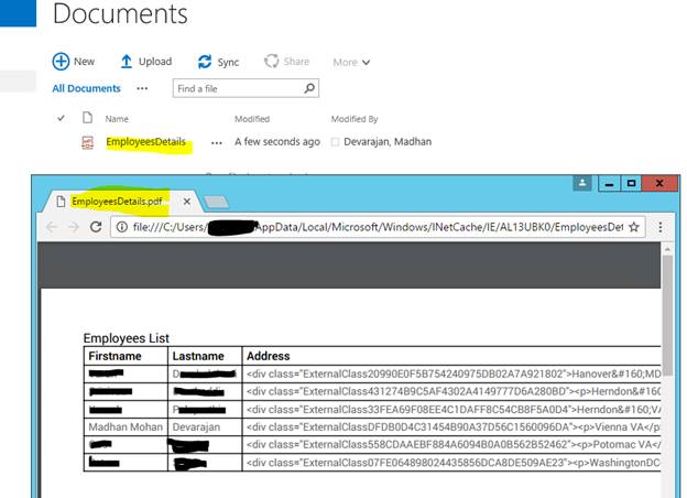 Creating PDF Dynamically And Uploading It To SharePoint Document Library Using AngularJS