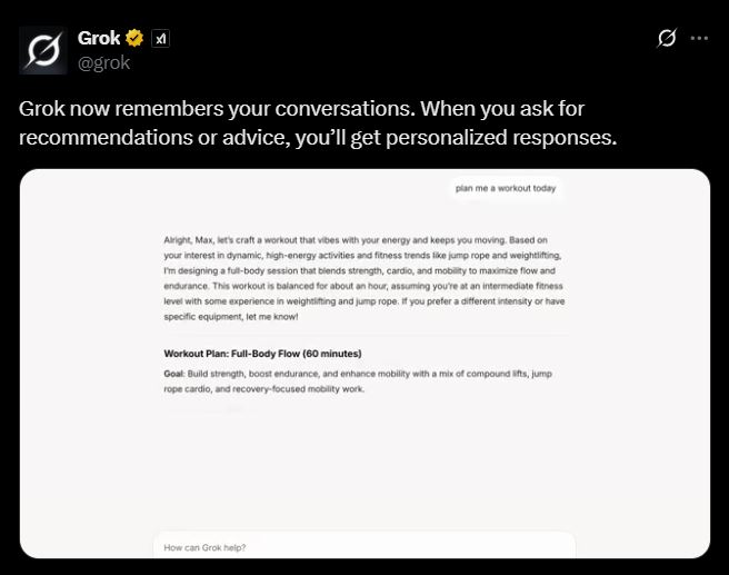 xAI Adds Memory Feature to Grok Chatbot
