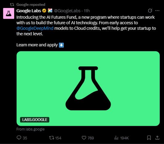 Google Launches Fund to Support Startups Building AI