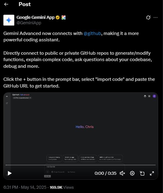 Google Gemini AI Now Integrates with GitHub for Developers