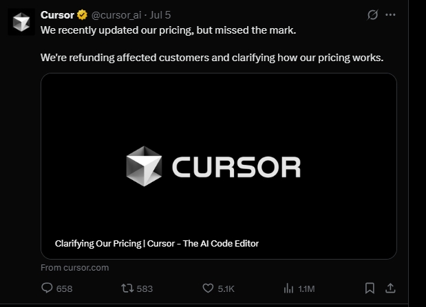 Cursor Addresses Pricing Confusion With Apology, Refunds, and New Transparency Measures