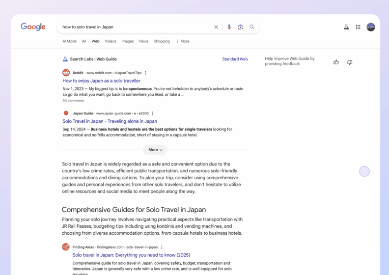 Google's Web Guide Uses AI to Organize Search Results