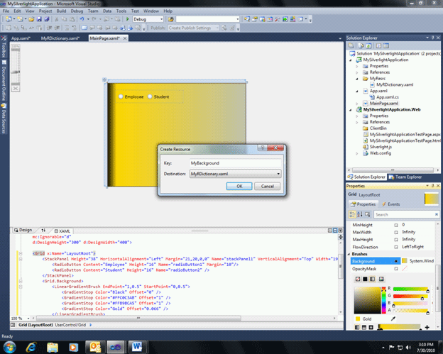 Creating a Silverlight Application that inserts data to a database using WCF service