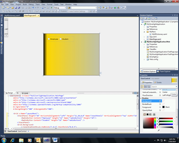 Creating a Silverlight Application that inserts data to a database using WCF service