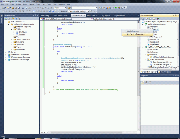 Creating a Silverlight Application that inserts data to a database using WCF service