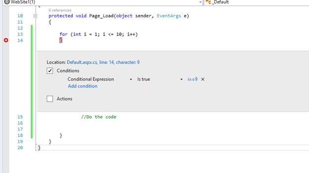 Conditional Debugging in Visual Studio 2015