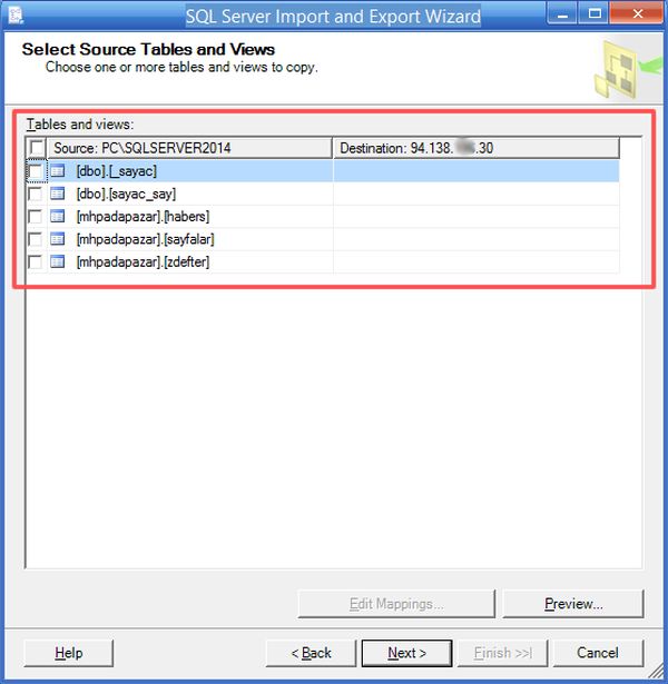 Import Data to Another Server