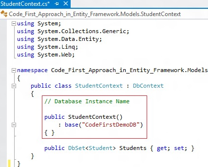 Code First Approach in Entity Framework