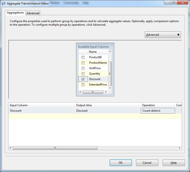 SQL Server Integration Services (SSIS) - Aggregate (COUNT DISTINCT) Transformations Control in SSIS