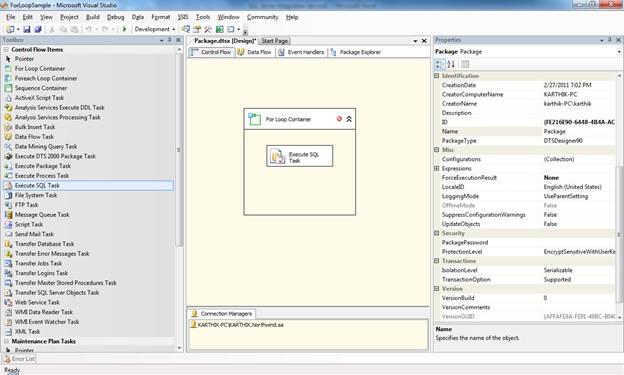 SQL Server Integration Services (SSIS) - For Loop task in SSIS Packages