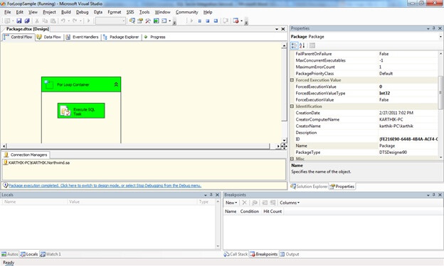 SQL Server Integration Services (SSIS) - For Loop task in SSIS Packages