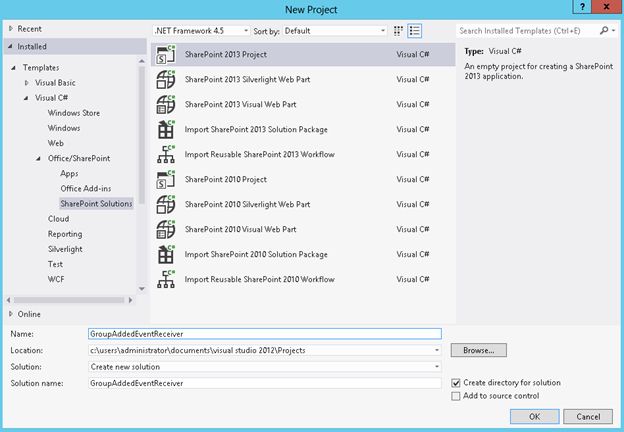 Create GroupAdded Event Receiver in SharePoint 2013