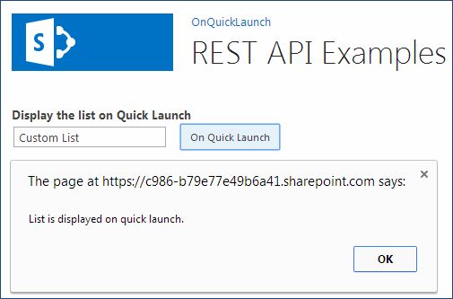 How to Display the List in the Quick Launch Bar in SharePoint Online Using REST API