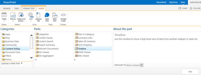 Timeline Webpart in SharePoint 2013