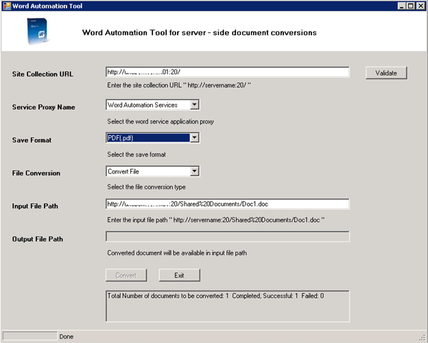 Word Automation Tool And Word Automation Service Application In Sharepoint 2010