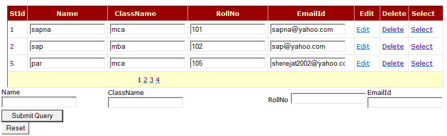 Select Update And Delete Data In A Asp Gridview Control