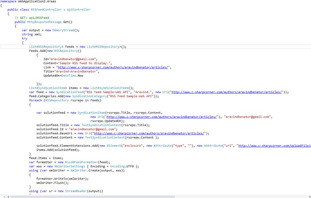 Simple Way to Create RSS Feed With Web API