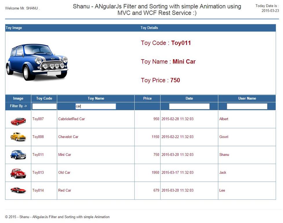 Angularjs Filter Sorting And Animation Using Mvc And Wcf Rest