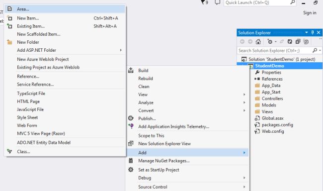 Areas in ASP.Net MVC 5