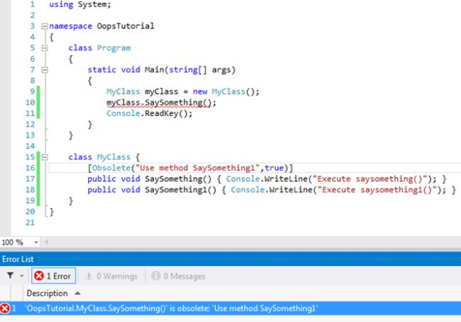 Obsolete Attribute in C#