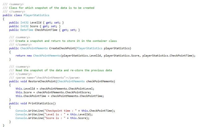 Memento Design Pattern Using C#