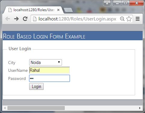 ASP.Net Role Based Login Form Using SQL Procedure