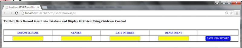 Insert Data in Database Using GridView Control