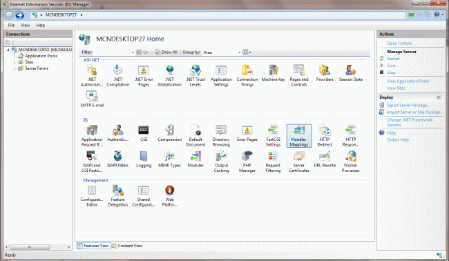 Configuration PHP by Using the IIS Manager