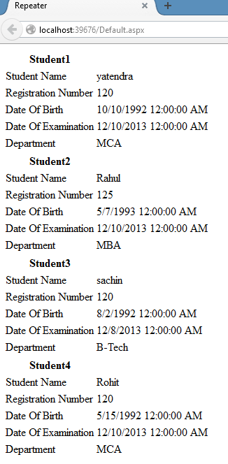 ASP.Net Repeater Control Using C#