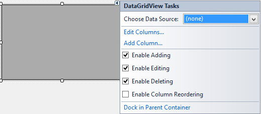 DataGridView Control in Visual Studio
