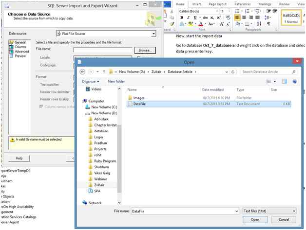 Import Data From A Text File Into SQL Server Database