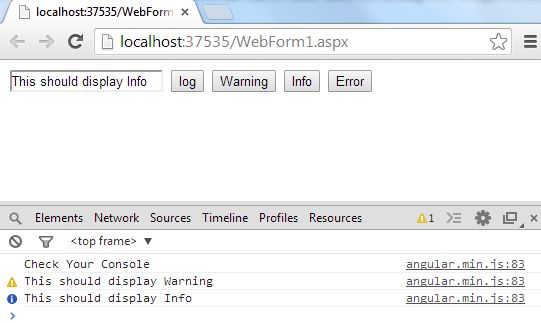 Logging in Browser Console Using the AngularJS
