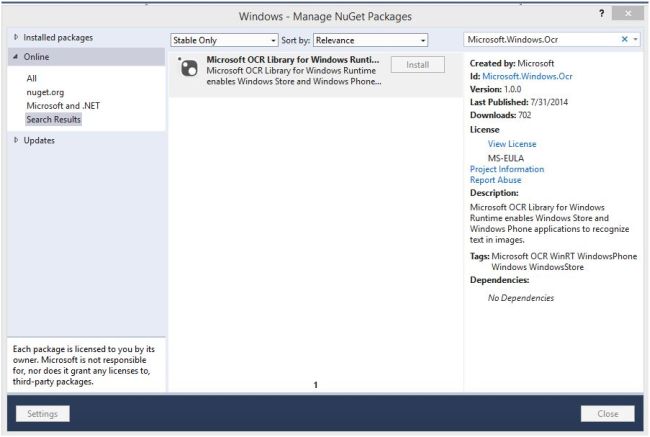 Running the Sample Microsoft OCR Application