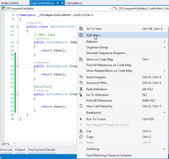 Compare Validator Sample in MVC: Day 28