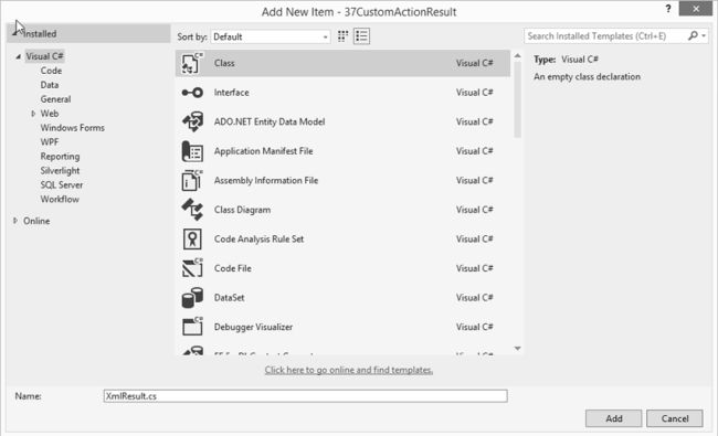 Custom Action Result Sample in MVC: Day 36