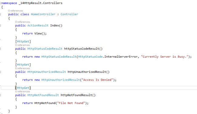 HTTP Result in Controller Sample in MVC: Day 14