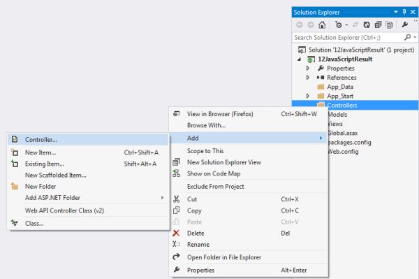Javascript Result In Controller Sample In Mvc Day 12